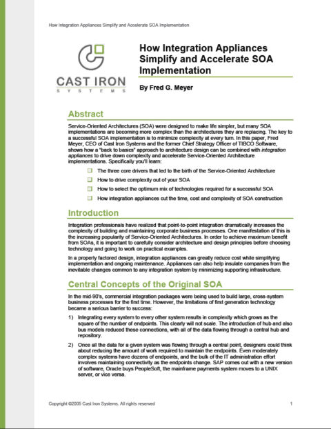 How Integration Appliances Simplify and Accelerate SOA Implementation ...